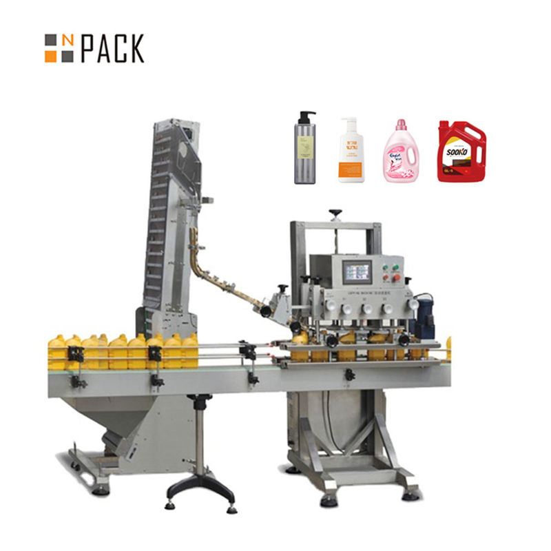 NP-LC Fully Automatic Spindle Capping Machine With Cap Feeding Elevator ...